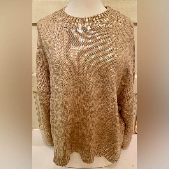 And The Why | Sweaters | And The Why Gold Foil Leopard Print Sweater ...